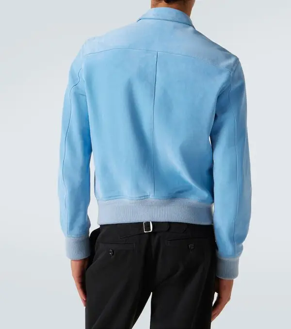 TOM FORD Suede Blouson Jacket - Blue