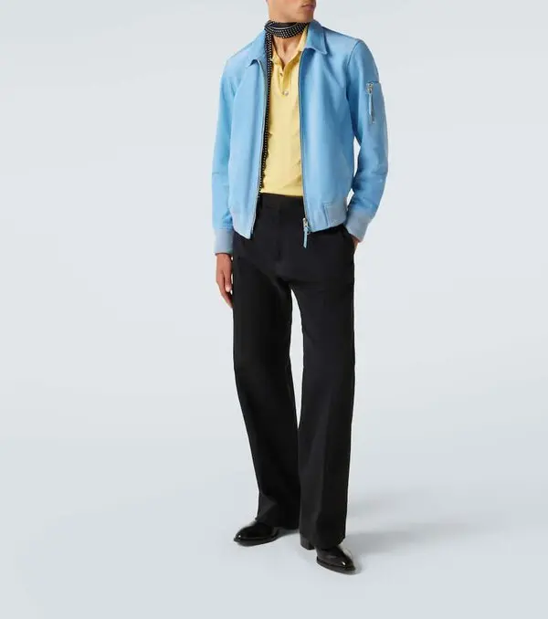 TOM FORD Suede Blouson Jacket - Blue