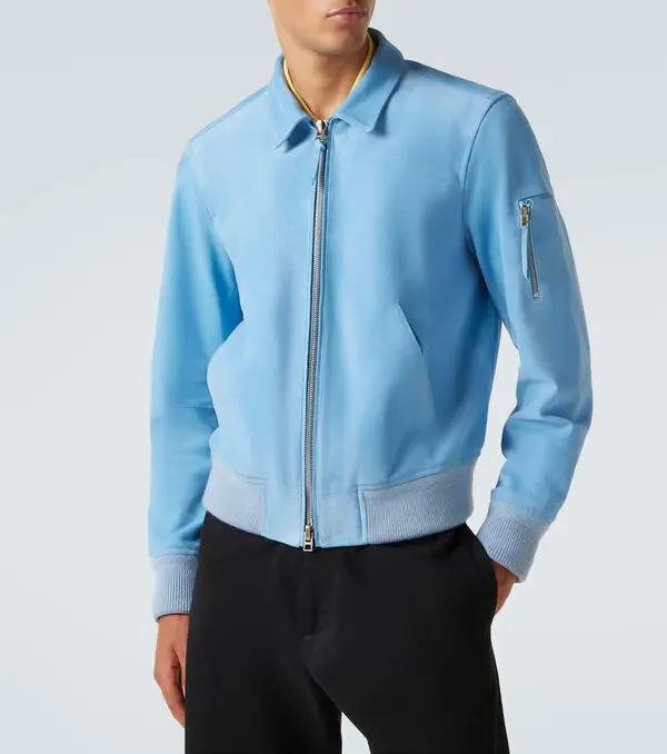 TOM FORD Suede Blouson Jacket - Blue