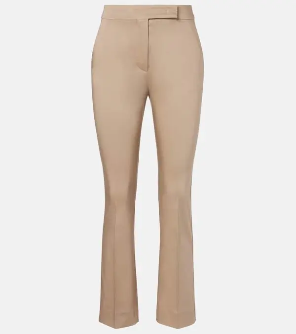 Max Mara Cotton-blend Cropped Slim Pants - Beige