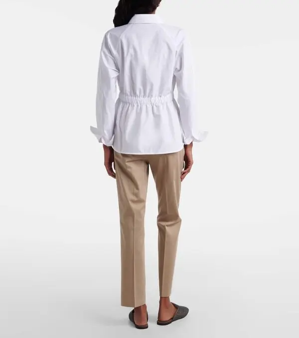 Max Mara Cotton-blend Cropped Slim Pants - Beige