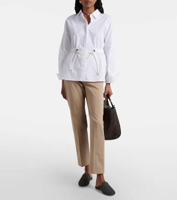 Max Mara Cotton-blend Cropped Slim Pants - Beige