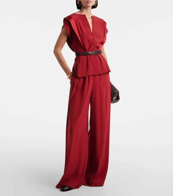 Max Mara Crepe Wide-leg Pants - Red