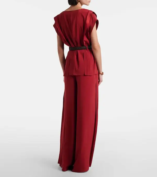 Max Mara Crepe Wide-leg Pants - Red