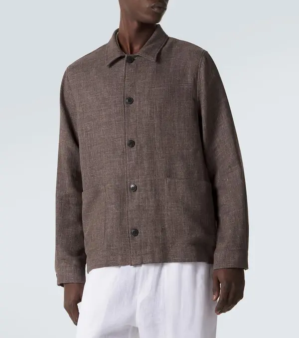 Sunspel Cotton And Linen Jacket - Brown