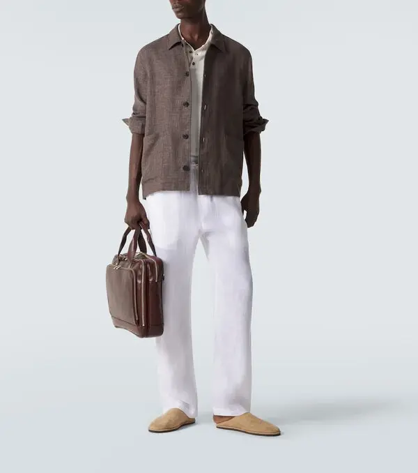 Sunspel Cotton And Linen Jacket - Brown