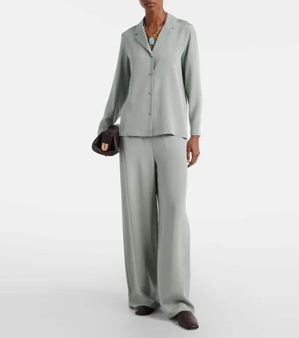 Max Mara Maga Silk-blend Satin Wide-leg Pants