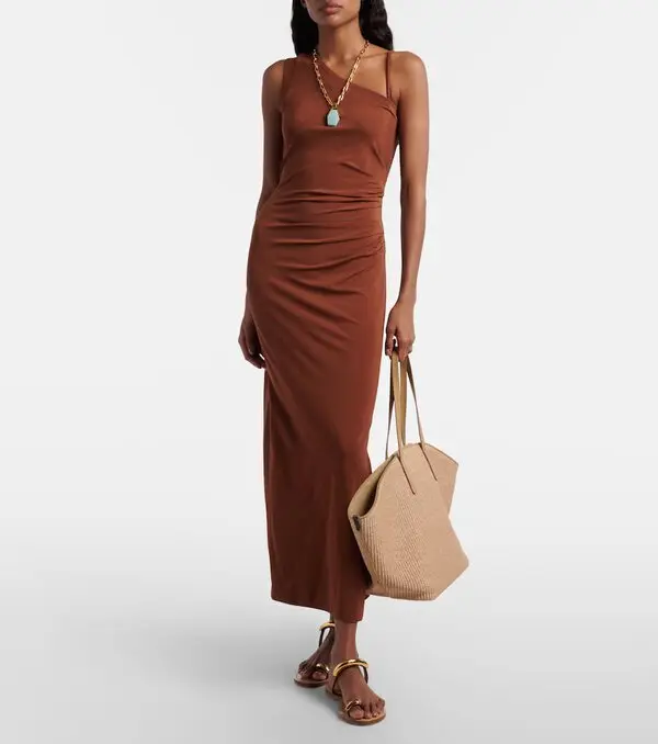 Max Mara Fiabe One-shoulder Midi Dress - Brown