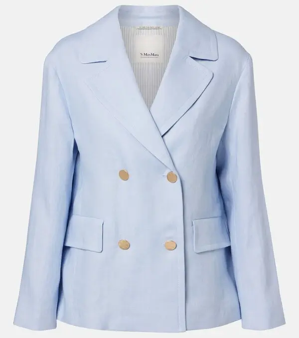 Max Mara Avenue Double-breasted Linen Blazer