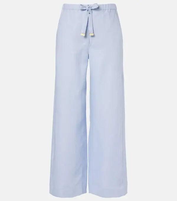 Max Mara Amedea Linen Wide-leg Pants - Blue