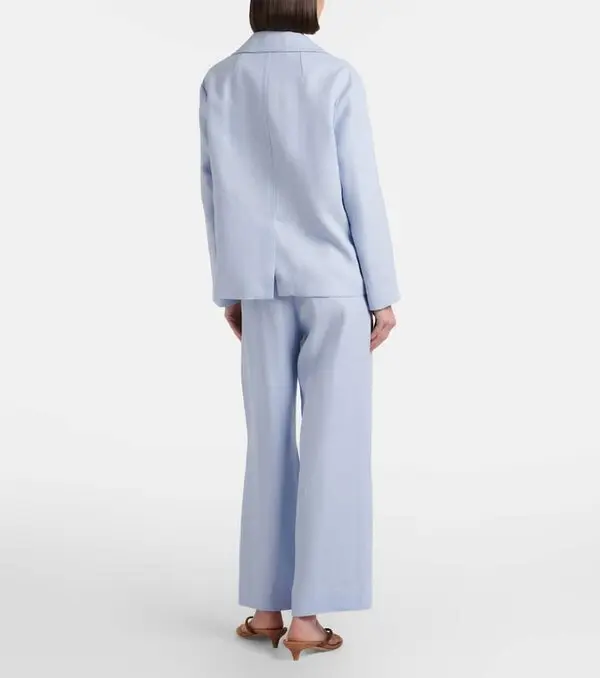 Max Mara Amedea Linen Wide-leg Pants - Blue