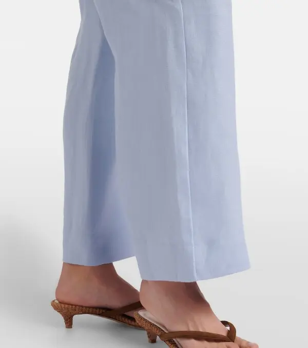 Max Mara Amedea Linen Wide-leg Pants - Blue