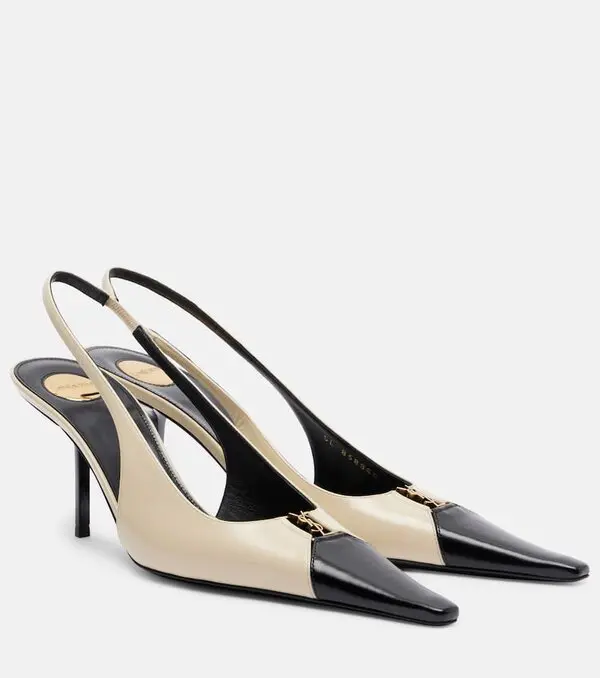 Saint Laurent Babylone Breteuil Leather Slingback Pumps
