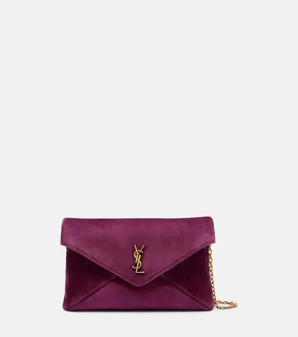 Saint Laurent Cassandre Small Suede Crossbody Bag - Purple