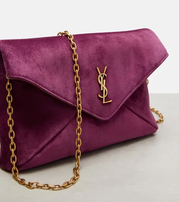 Saint Laurent Cassandre Small Suede Crossbody Bag - Purple