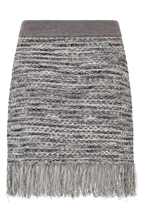 MILLY Fringe Tweed Skirt