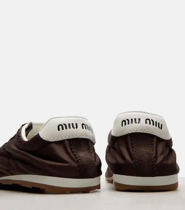 Miu Miu Plume Suede-trimmed Sneakers - Brown