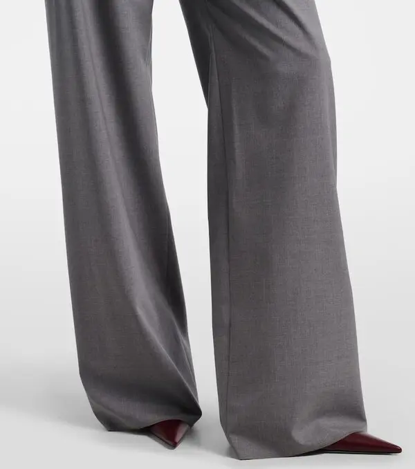 Max Mara Salpa Virgin Wool Wide-leg Pants - Grey