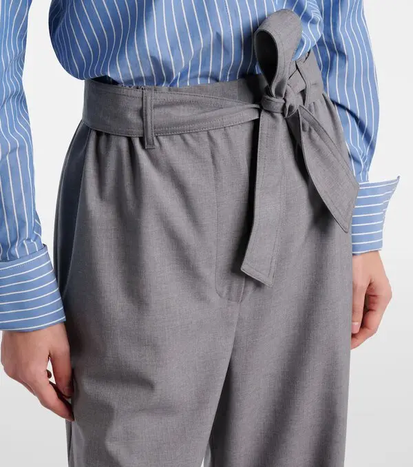 Max Mara Salpa Virgin Wool Wide-leg Pants - Grey
