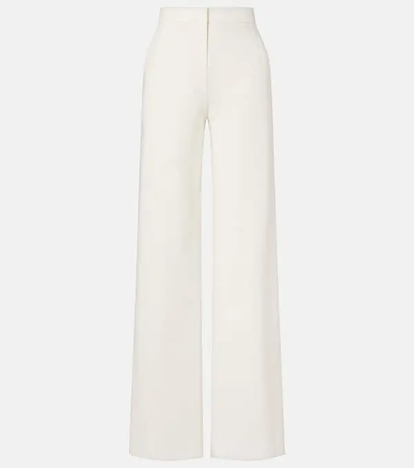 Max Mara Cotton-blend Wide-leg Pants - White