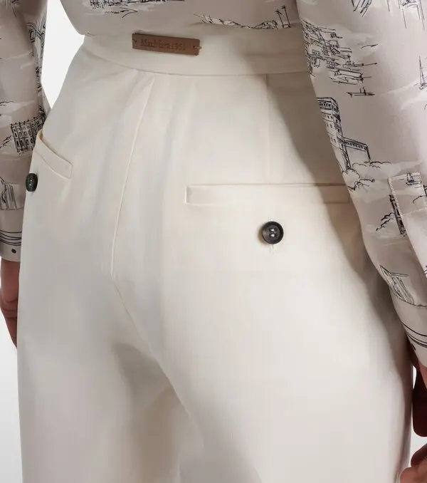 Max Mara Cotton-blend Wide-leg Pants - White