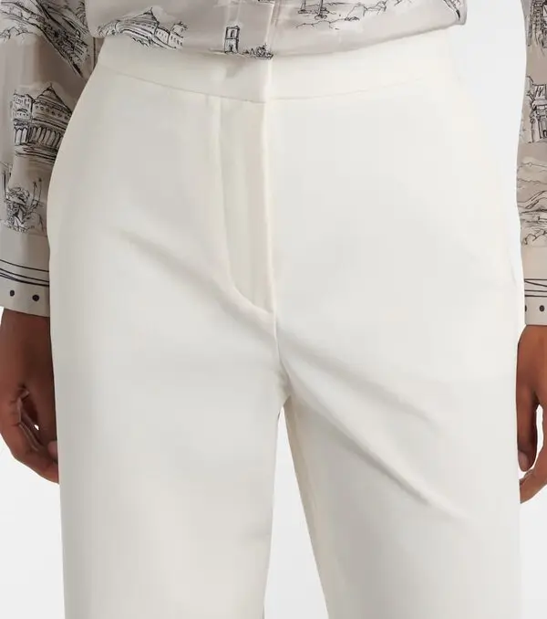 Max Mara Cotton-blend Wide-leg Pants - White