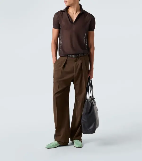 TOM FORD Semi-sheer Cotton And Silk Polo Shirt