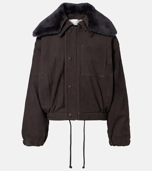 Victoria Beckham Shearling-trimmed Suede Blouson Jacket
