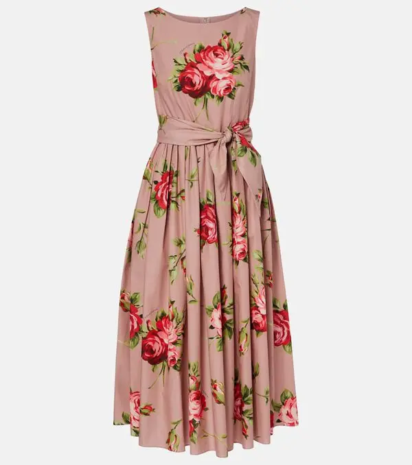 Dolce & Gabbana Floral Cotton Midi Dress - Pink