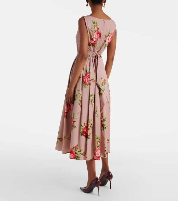 Dolce & Gabbana Floral Cotton Midi Dress - Pink