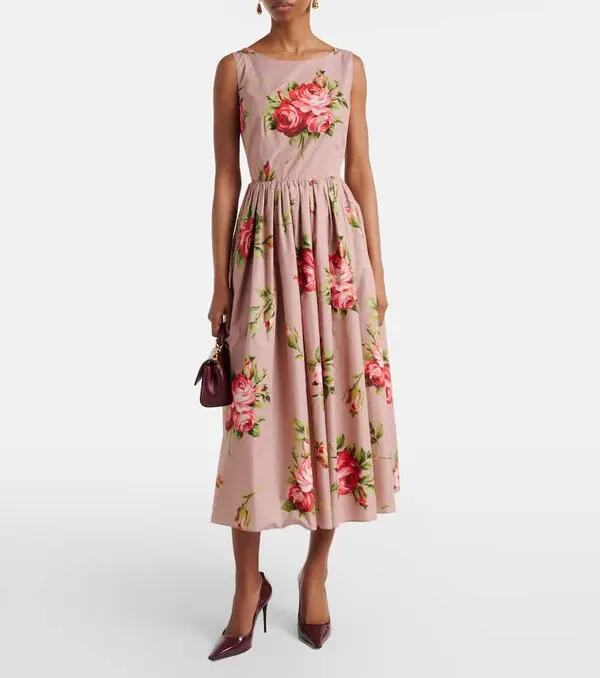 Dolce & Gabbana Floral Cotton Midi Dress - Pink