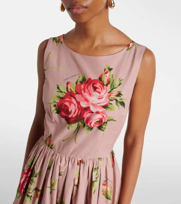 Dolce & Gabbana Floral Cotton Midi Dress - Pink