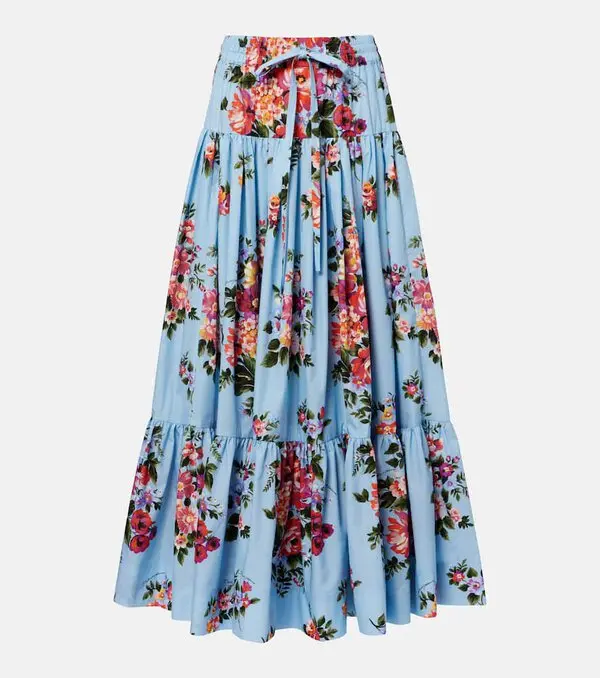 Dolce & Gabbana Floral Cotton Poplin Maxi Skirt