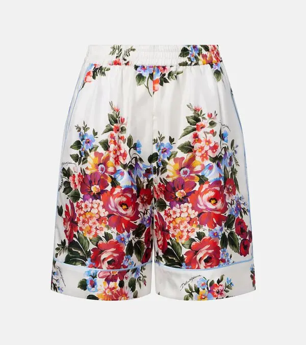 Dolce & Gabbana Floral Silk Twill Bermuda Shorts