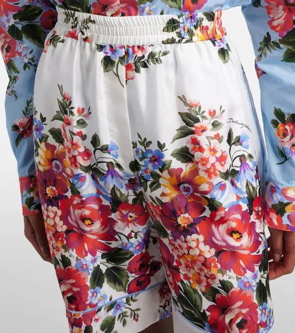 Dolce & Gabbana Floral Silk Twill Bermuda Shorts