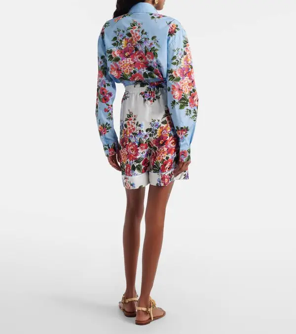 Dolce & Gabbana Floral Silk Twill Bermuda Shorts
