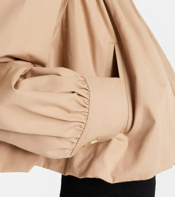 Chloé Gathered Cropped Cotton Canvas Jacket - Beige