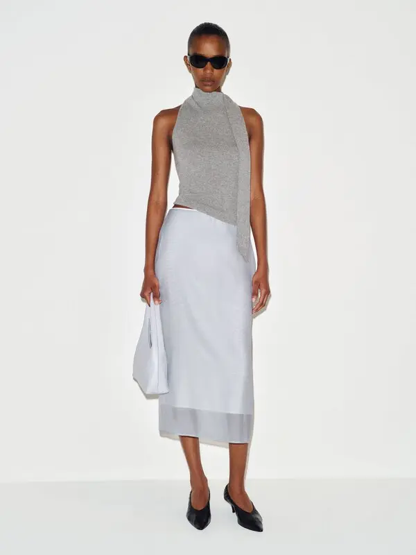 REFORMATION Helen Low Waist Midi Skirt - Grey