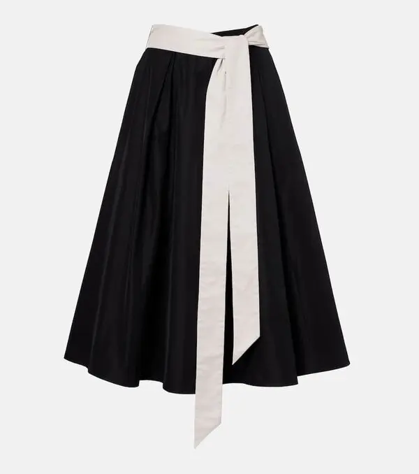 Max Mara Baschi Pleated Cotton-blend Midi Skirt