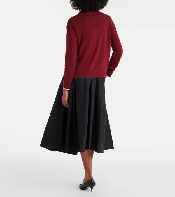 Max Mara Baschi Pleated Cotton-blend Midi Skirt