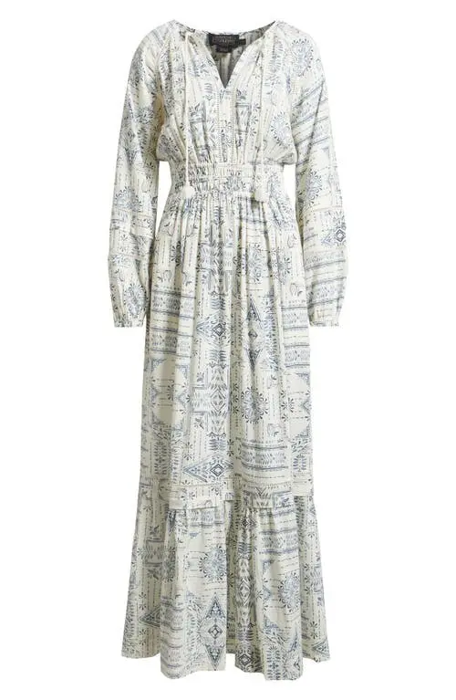 Pendleton Athena Long Sleeve Linen Blend Maxi Dress