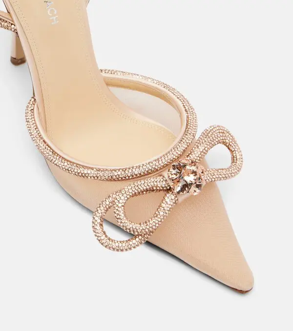 Mach & Mach Double Bow 110 Mesh Slingback Pumps