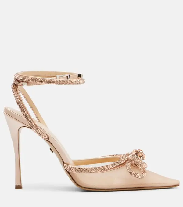 Mach & Mach Double Bow 110 Mesh Slingback Pumps