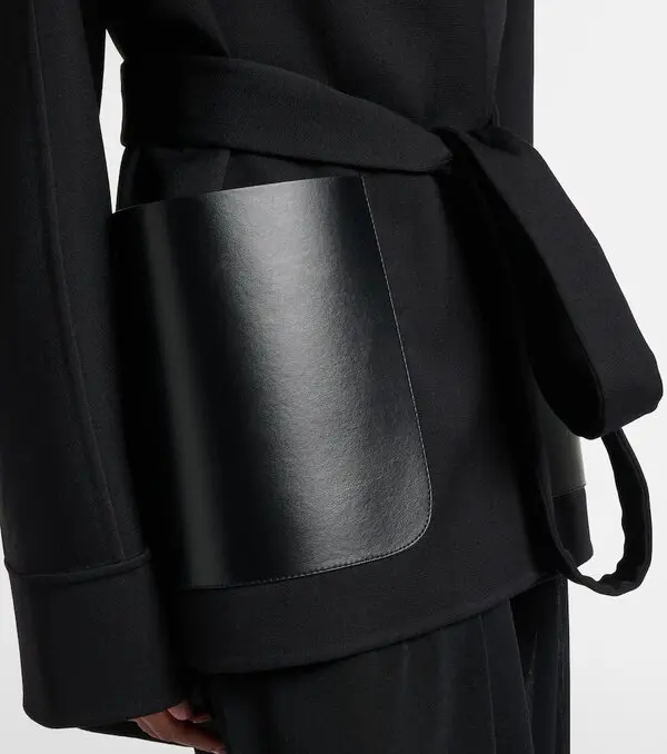 Alaïa Leather-trimmed Virgin Wool Wrap Jacket