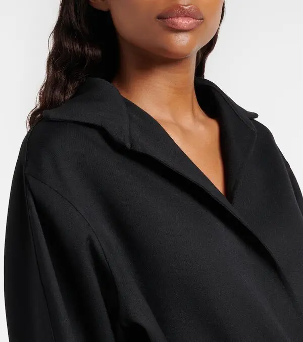 Alaïa Leather-trimmed Virgin Wool Wrap Jacket