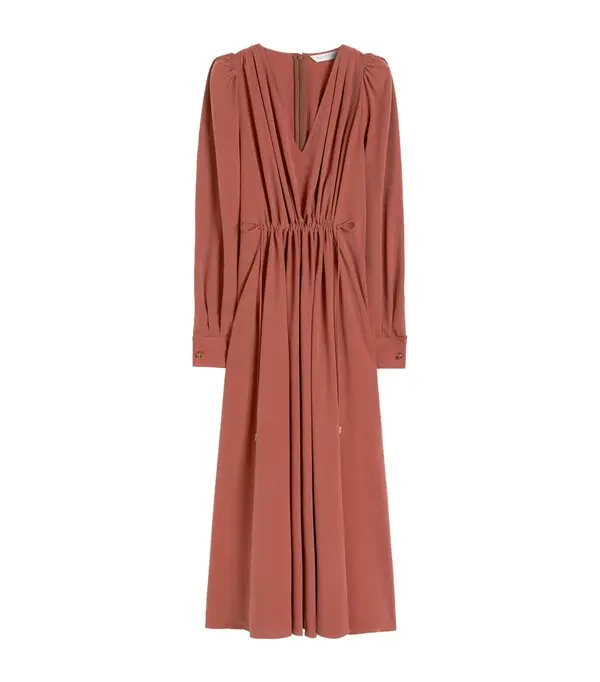 Max Mara Silk Midi Dress - Brown