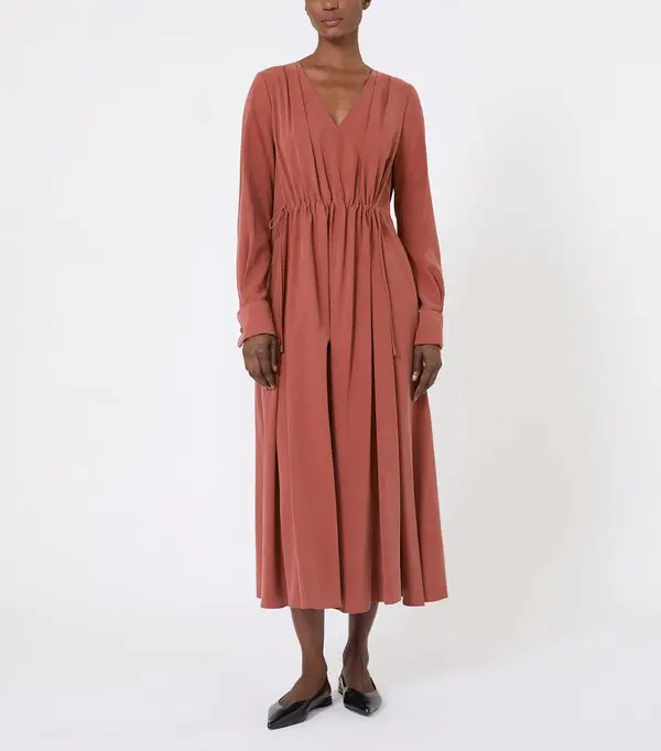 Max Mara Silk Midi Dress - Brown