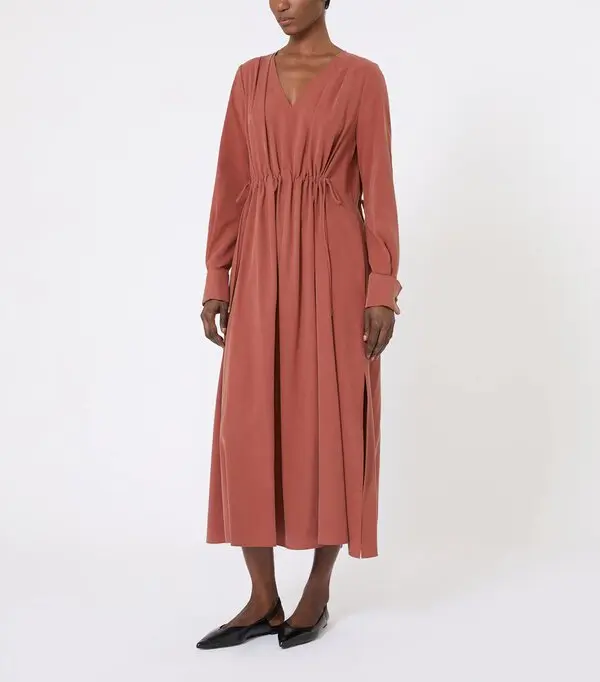 Max Mara Silk Midi Dress - Brown