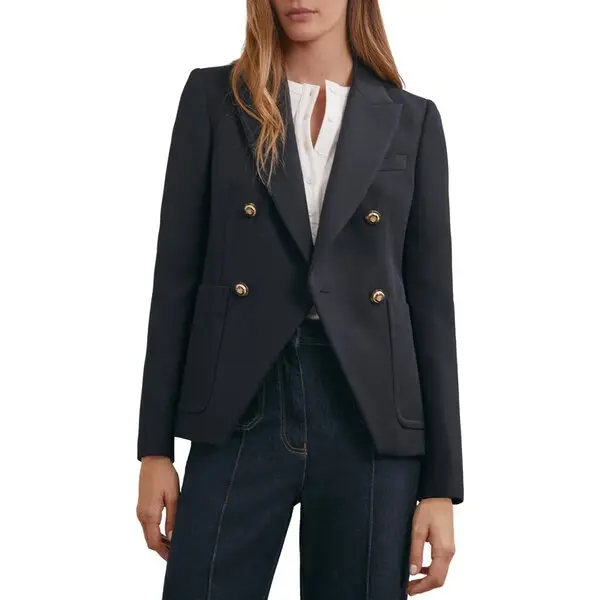REISS Gigi Double-breasted Wool-blend Cutaway Blazer