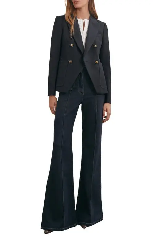 REISS Gigi Double-breasted Wool-blend Cutaway Blazer